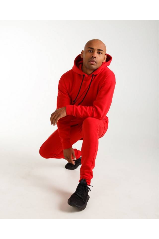 Hoody men's long fleece red — BLVCK LIMIT