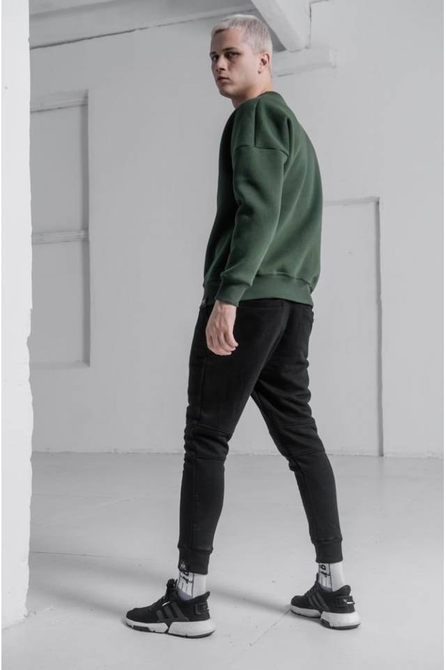 Свитшот мужской OVERSIZE на флисе зеленый Black Limit купить в Киеве и ...