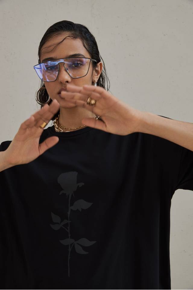 Women's T-shirt Black on black rose — BLVCK LIMIT