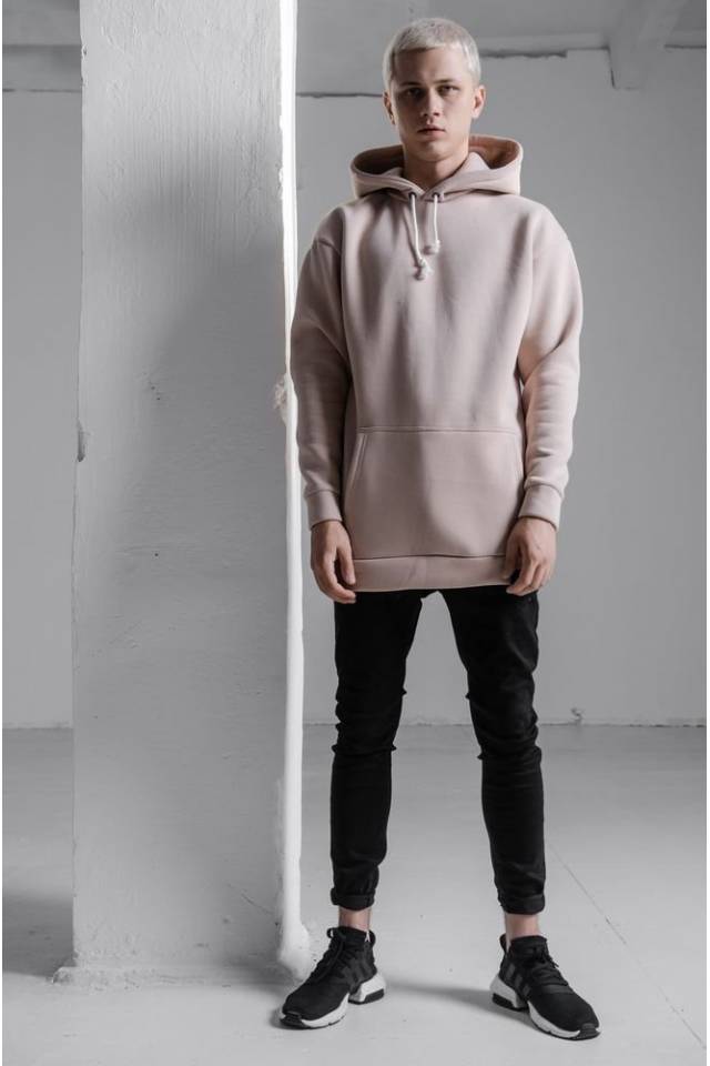 Худі чоловіче подовжене на флісі бежеве — Blvck Limit купити в Києві та Україні
